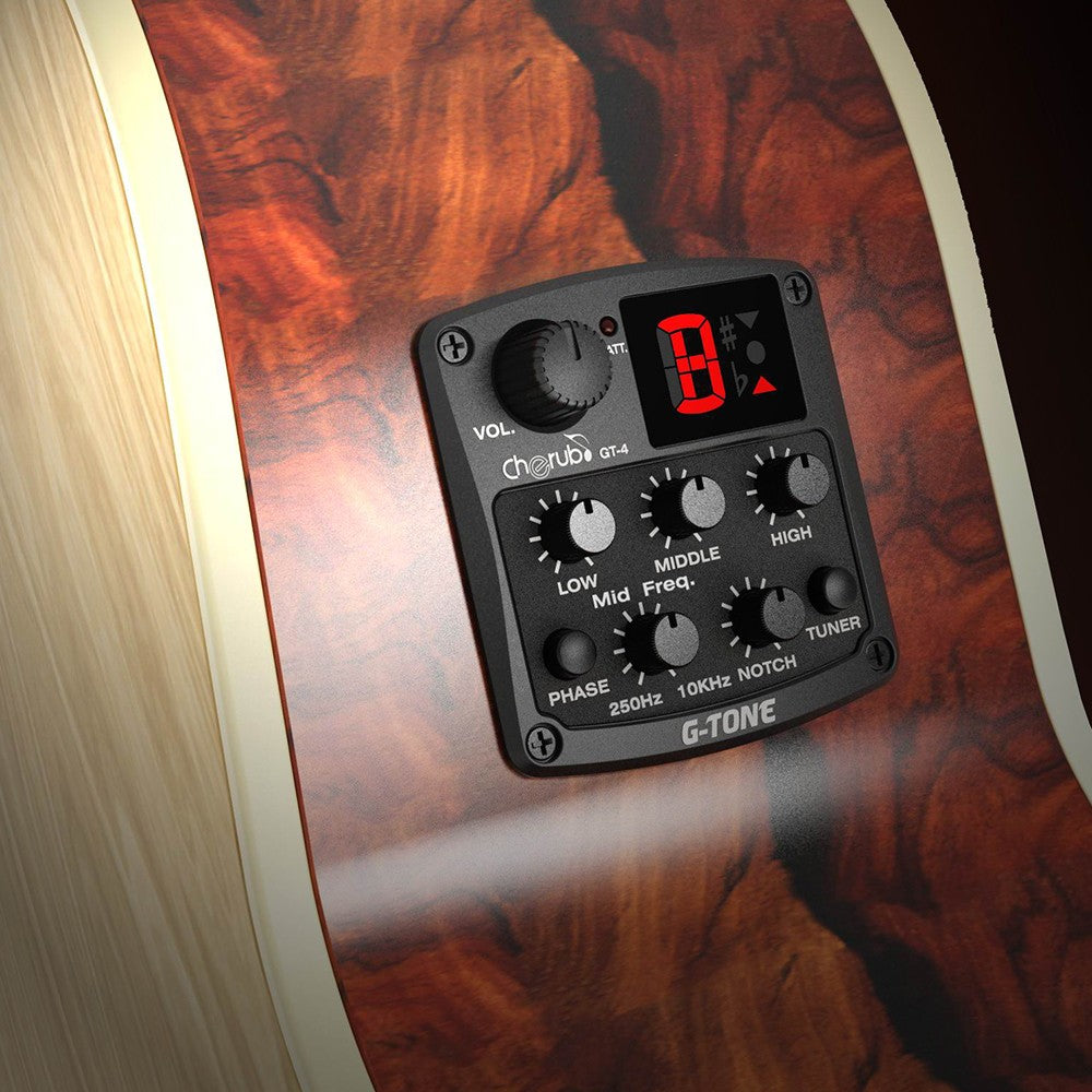 Cherub GT-4 3-Band EQ Acoustic Guitar Pickup with Tuner Notch and Phas ...