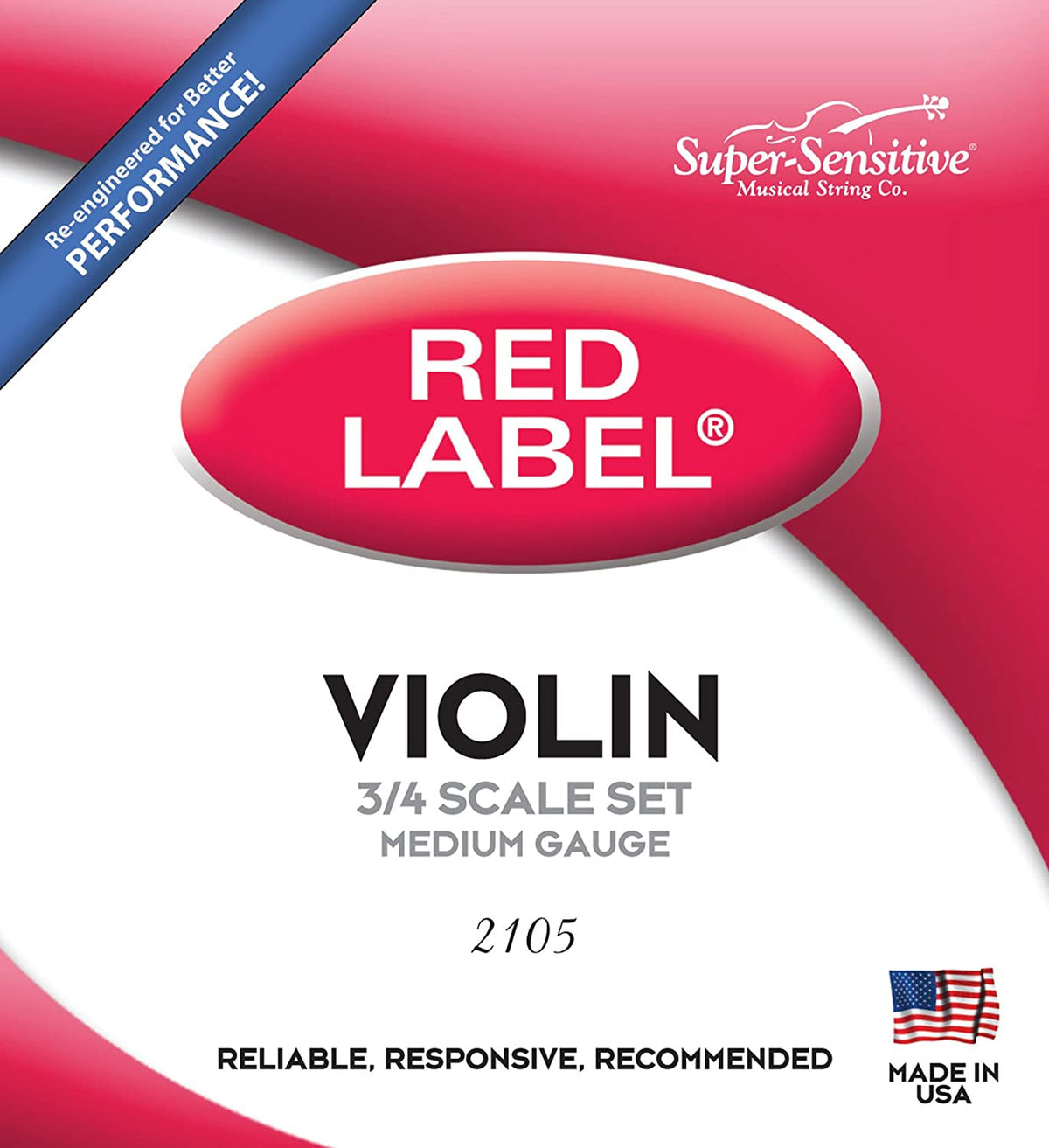 Super Sensitive Red Label: Violin String Set 3/4 - Medium Gauge